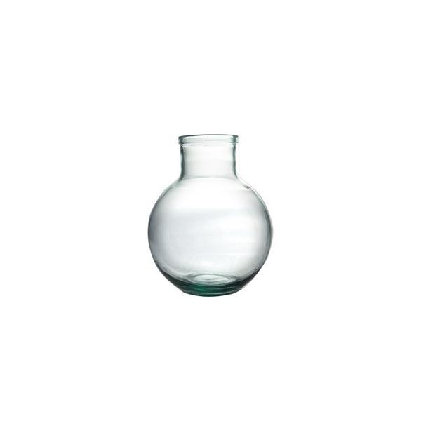 スペイン直輸入、エコガラス製。リサイクルガラスの温かみあるグリーンが光に透け、ハンドメイドの不規則で微妙な表面の凹凸が光に反射してきれいです♪植物を飾るとインテリアがさらにステキな雰囲気に！高さ：約31cm外径：約25cm容量：約8000c...