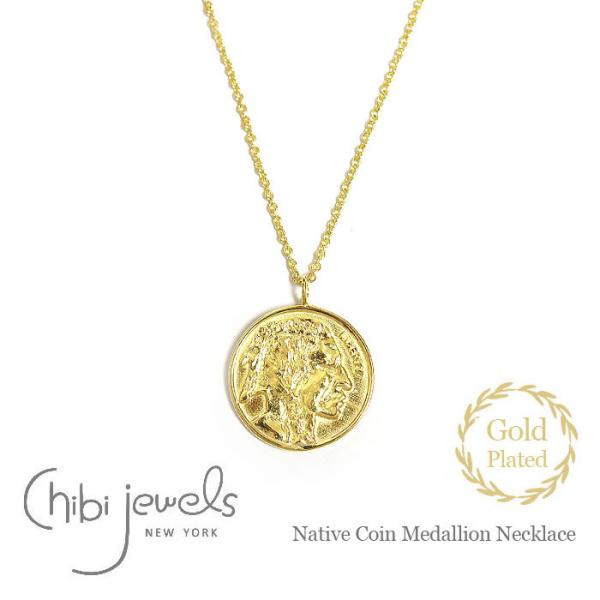 【サイズ】チャーム直径：約20mm／チェーンの長さ：約42cm【主素材】真鍮／チェーン：Gold-Plated(14金仕上げ)ネイティブなデザインが刻まれたコインネックレスです。表面と裏面でデザインが違うので、コーディネートに合わせて楽しめ...