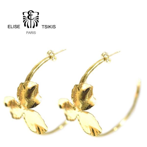 【サイズ】直径:4cm／チャーム:2.6cm(最大)【主素材】18K Gold-Plated自然にインスパイアされた繊細でアーティスティックなジュエリーを製作しているパリ発のブランド≪ELISE TSIKIS≫のピアスです。パンジーの花をモ...