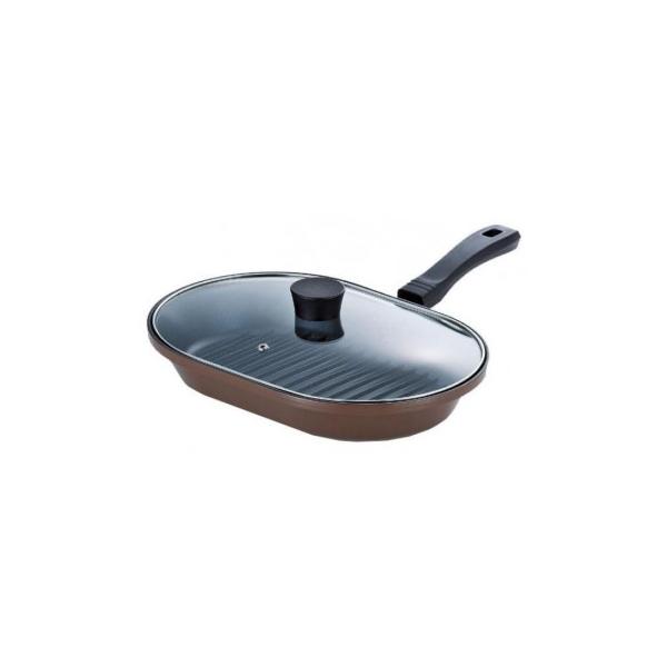 MARRONE CHEF(マローネシェフ)　ガス火専用　ガラス蓋付お手軽魚焼パン　22×32cm　MM-9541