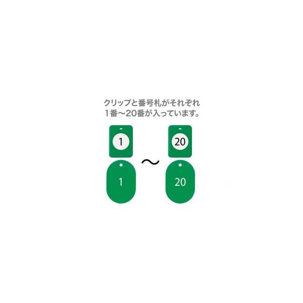 オープン工業 クロークチケット 1〜20 緑 BF-150-GN