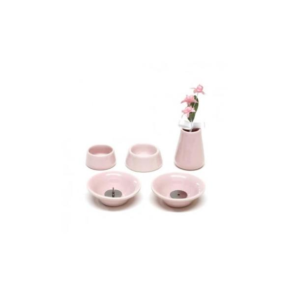 ペット仏具 仏具8点セット 陶器 ピンク 060019