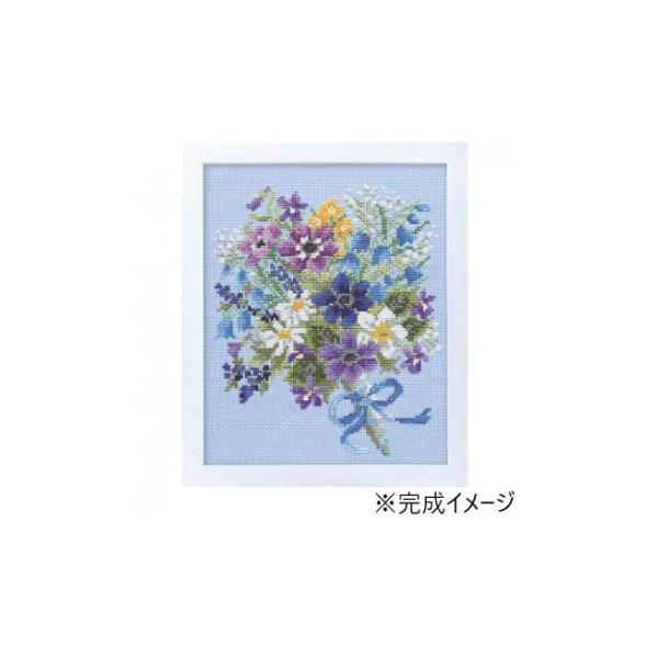 ししゅうキット　7283(ブルー)　やさしい花刺しゅう額　スイートフラワー
