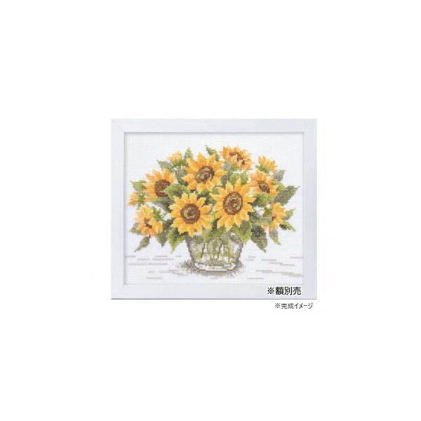 ししゅうキット　7287(白)　やさしい花刺しゅう額　サンフラワー