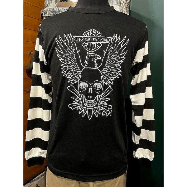 ウエストライド Tシャツ WEST RIDE 25SS POWER DRY BORDER SLEEVE LONG TEE BLK/WHT