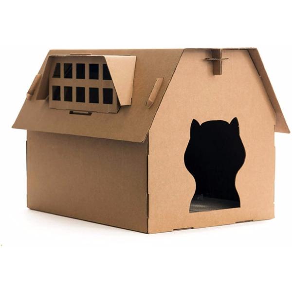 ※Catopiaキャットハウスはフラットで、組み立てが簡単です。    リサイクルされた段ボールで作られた洗練されたユニークなデザインは、組み立てが簡単なので、猫ちゃんはすぐに使用を開始できます 猫のスクラッチャー、ラウンジャーとしてお使い...