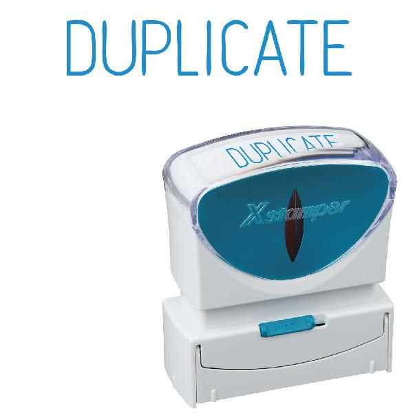 【定形外郵便対応】さまざまなビジネスシーンに対応するXスタンパー、ビジネス用B型の既製品「DUPLICATE」（ヨコ型）のキャップレススタンプです。●印面サイズ/13×42ミリ●インク色/藍色※補充インクはシャチハタ ビジネス用キャップレス...