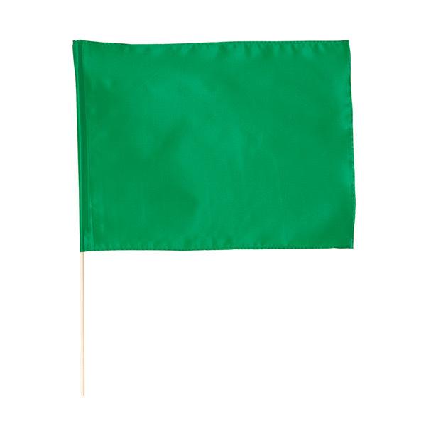 軽量で丈夫！サイズ・色数も豊富なカラーフラッグシリーズ ！太くて丈夫な丸棒採用 ■商品サイズ：旗：約410×300m、棒：φ8×450mm ■重量：26g ■材質：ポリエステル 販本体色：緑 ■生産国：中国※ご注文時にメーカー在庫が品切れに...