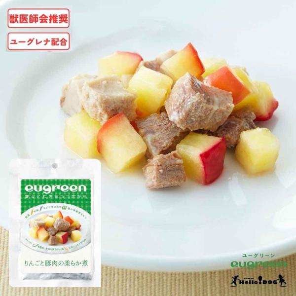 画像はイメージです加熱によりりんごの果肉が形を保てず煮溶ける場合がございます。【原材料】豚肉、リンゴ、トウモロコシ澱粉、ユーグレナグラシリス【内容量】100g【成分値】粗タンパク質3.4％以上、粗脂肪3.1％以上、粗繊維0.1％以下、粗灰分...