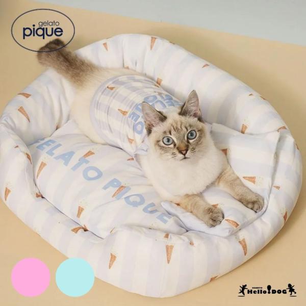 夏の気分を盛り上げるカラフルなストライプ柄に、弾けるフルーツやアイス柄をプリントしたCAT&amp;DOGシリーズです。暑い時期にもひんやりふわふわの寝心地をお届けする、接触冷感のカットソー素材を使用した夏向けのベッド。抗菌防臭加工も施して...