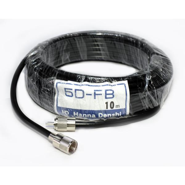5D-FB 10ｍ四国電線製ケーブル両端M型コネクター付インピーダンス 50Ω芯線(単線)外皮色 ブラックアマチュア無線用同軸ケーブル5D-FB 10m Coaxial Cable with M-Type Connectors on Bot...