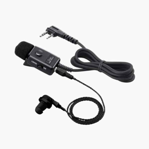 イヤホンマイクロホン・マイク感度の3段階切替スイッチを装備・PTTスイッチを装備・イヤホン付属