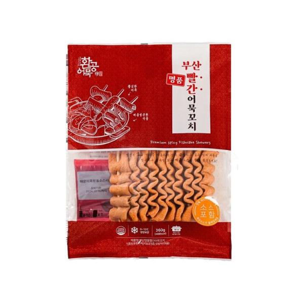 [冷凍品]【ファンゴン】赤・釜山串おでん（辛口）　360g　（串10本/ソース入り）「クール便対象品」　ソース入り串おでん 餅入りコチオムク さつま揚げ 韓国食品 おでん かまぼこ 加工食品 韓国食材 辛口