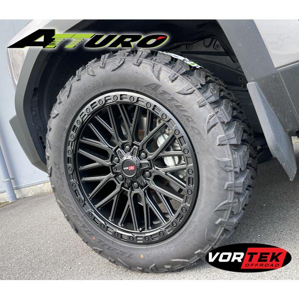 商品の特徴：新品20インチタイヤホイール4本セット！ホイール名：VORTEK OFFROAD VRT608カラー：Matte Black with Matte Black Ringサイズ：20x9J +45 139.7-6H CB95.1タ...