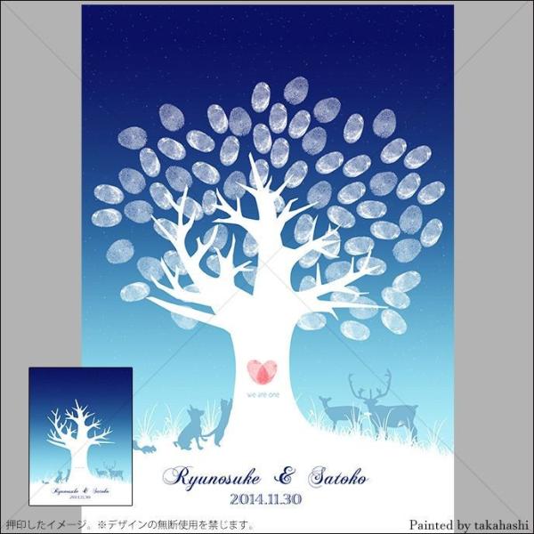 ウェディングアイテム　ウェルカムツリーは大切な方々と一緒に作るふたりを祝福する世界に一つだけの木。ふたりへの祝福を指印，スタンプ，シールにして押したり張ってもらうとそのひとつひとつが一枚の葉となり、ふたりを祝福する世界に一つしかない木が完成...