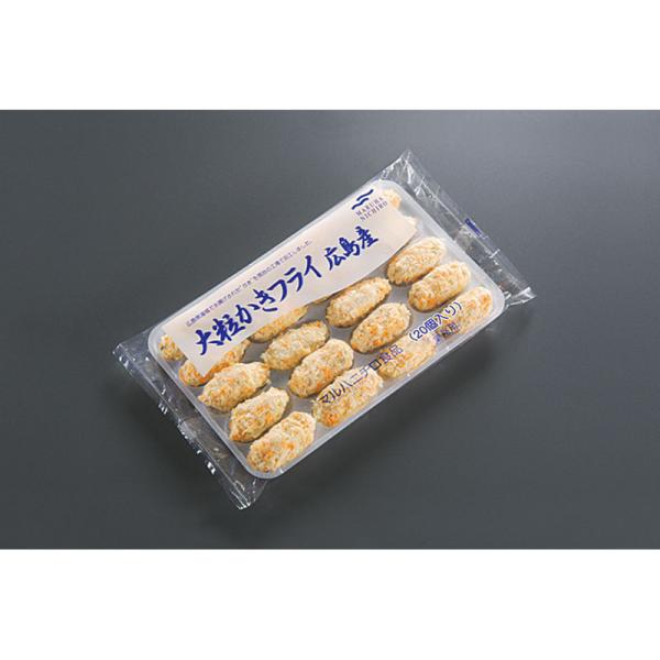 広島県産のかきを使用したカキフライです。名称：大粒かきフライ　原材料：かき（広島県）、衣〔パン粉、小麦粉、でん粉、コーンフラワー、粉末状植物性たん白、食塩、大豆粉、糖類（砂糖、異性化液糖）、植物油脂（なたね油、サフラワー油）、こしょう、かき...