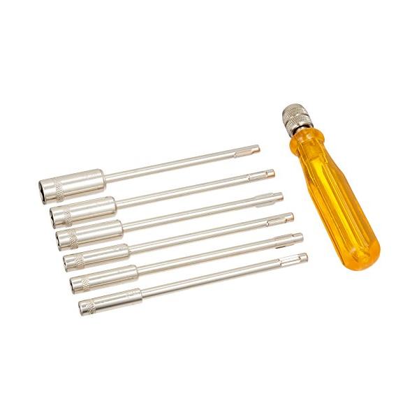 通常グリップ付・オレンジ 六角対辺4 5.5 6 7 8 10 DK-08・・Size:六角対辺4 5.5 6 7 8 10Style:通常グリップ付・差替式のナットドライバーセット。・セット内容:対辺4.0、5.5、6.0、7.0、8.0...