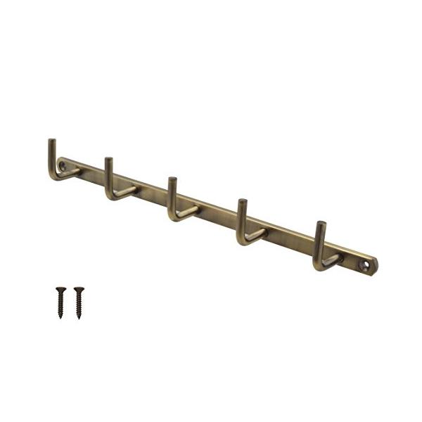 5連ラインフック・ゴールド 1個入り 58647・・Size:1個入りStyle:5連ラインフックColor:ゴールド・アンティーク調フック・材質:鉄・サイズ:282x38x35mm・本体耐荷重:5kg