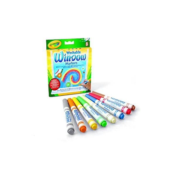 ・窓用ペン 8色  58 8165・・Color:窓用ペン 8色・本当に描いちゃって良いの!クレヨラ(Crayola)の窓に描ける8色入り窓用マーカー(Washable Window Markers)は、水で簡単に落とせるから、描いた後も心...