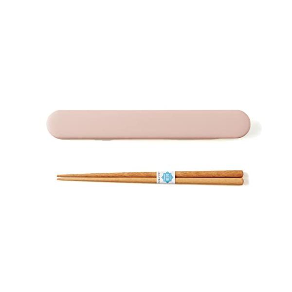 箸・箸箱セット・ピンク  T-16736・箸箱:約19.8×2.7×1.4cm、箸:約18cm・素材・材質:(箸箱)ABS樹脂・ポリプロピレン、(箸)木(抗菌塗装)・原産国:日本・食器洗い乾燥機対応:不可・本体重量:約50g