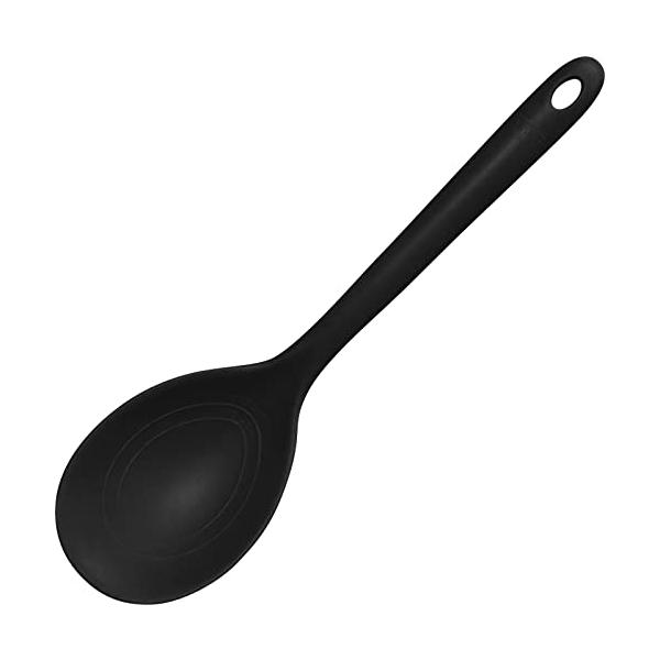 06)クッキングスプーン ブラック・ブラック 26.5cm 60055・サイズ(約):7.2×26.5cm・本体重量(約):63g・素材・材質:本体/シリコーンゴム、芯材/ナイロン・生産国:中国・耐熱温度:160度・耐冷温度:-30度、食器...