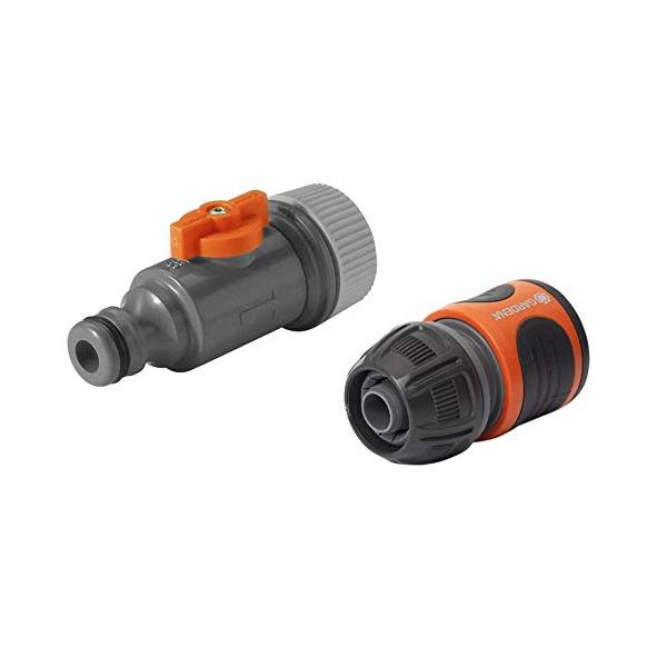 ソークホース連結コネクターセット・オレンジ/グレー  01989-20・・Style:ソークホース連結コネクターセット・セットの詳細: 連結ユニット（水量制御ハンドバルブ付き）、止水用コネクター・適応する商品: GARDENAソークホース品...