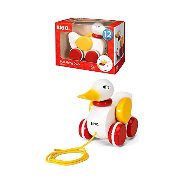 ダック・  30323・・Style:ダック・【歩き始めたお子様にプルトイ】アヒルがモチーフの木製おもちゃ。引いて遊ぶタイプのクラシックな木製玩具です。ブリオのプルトイの中で1・2を争う人気の商品。ひもを引くと首を左右に振り、羽を回し首をふ...