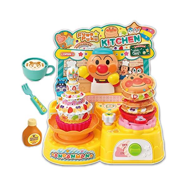 ・ ワンサイズ ・コンロにセットするとケーキがぷくぷくふくらむ不思議なキッチン！・コンロが光り、アンパンマンのおしゃべりと「アンパンマンのマーチ」のメロディが流れます。・単3電池3本使用（別売）