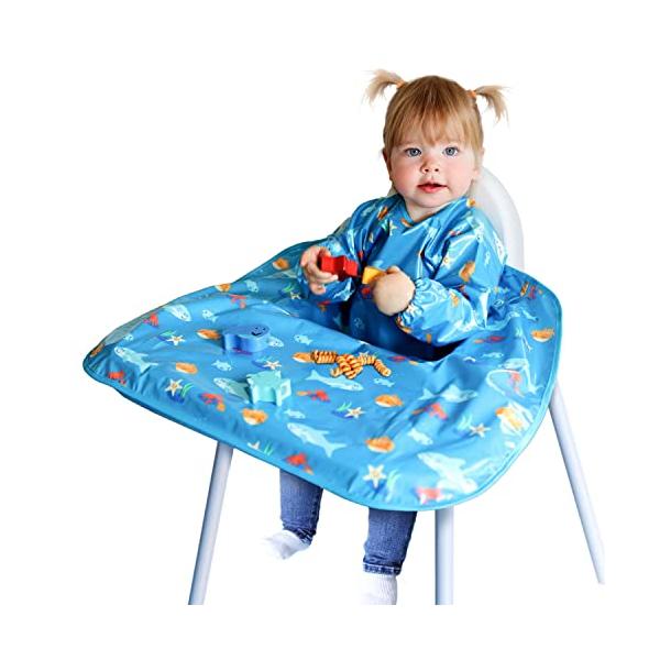 design・ターコイズ シークリーチャー Free Size CON-BBZC-7797・・Color:ターコイズ シークリーチャー・【離乳食をスタートしたお子さまにピッタリのカバーオール長袖ビブ！】 赤ちゃんが主体的に食べたいものを決め...