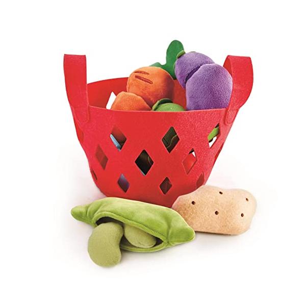 ・ ワンサイズ E3167・世界60か国以上で愛される知育玩具、ハペのおもちゃ・ふわふわやわらかい布製のお野菜のおままごとセットです。