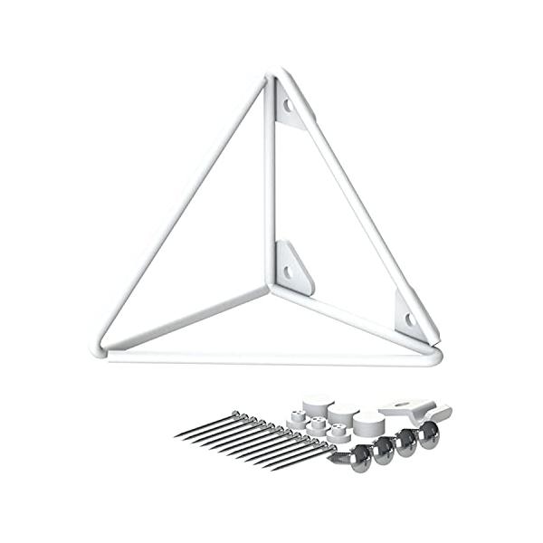 ・ホワイト Sサイズ WPW-64・・Size:SサイズColor:ホワイト・【商品サイズ】幅 9cm × 奥行 9cm × 高さ 9cm【使用荷重】3kg【カラー】ホワイト・【セット内容】トライアングルフレーム1本、棚固定金具1個、固定ね...