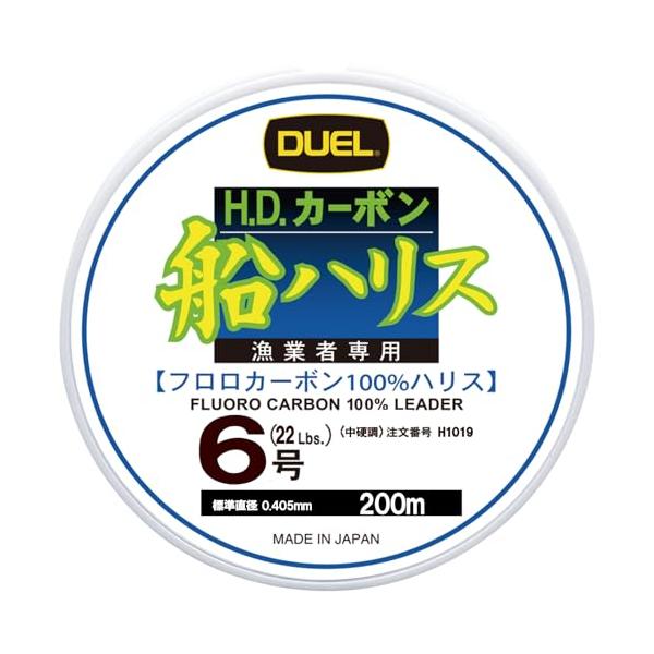 6号透明/6号/H1019・Style:6号PatternName:200m・パッケージ個数:1・素材:フロロカーボン/全長:200m/6号・標準直線強力: 11kg・クリアー・調子:中硬調・標準強力(lbs.):22