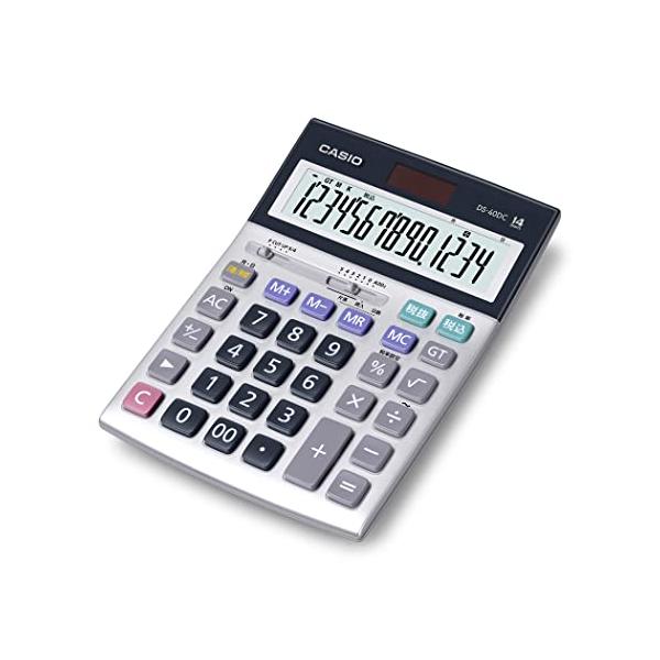 デスク(14桁)シルバー/-/DS-40DC・Style:デスク(14桁)・パッケージ個数:1・サイズ:189x135x34.8mm　重量：281g・電源種類:TWO WAY POWER(CR2032)・日数計算・時間計算機能・税計算可能・...