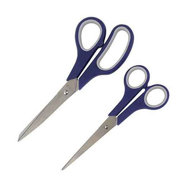 事務用はさみ・用途:紙、厚紙、ビニール、PPバンドなどの切断・材質:ハンドル/PP・TPR・全長:170mm・215mm・入数:2本組