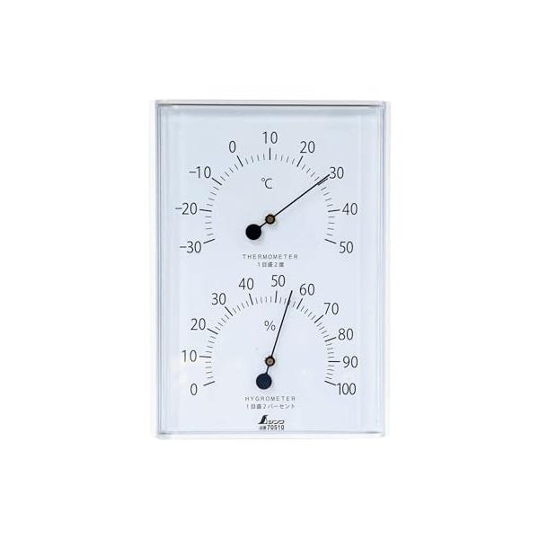 角型ホワイト/約165×120×20mm/70510・Style:角型・パッケージ個数:1・測定範囲：温度：‐30〜50℃、湿度：30〜80％・精度：温度 −20〜40℃：±2℃、それ以外：±4℃ 湿度 30〜80％：±10％・1目盛：温度...