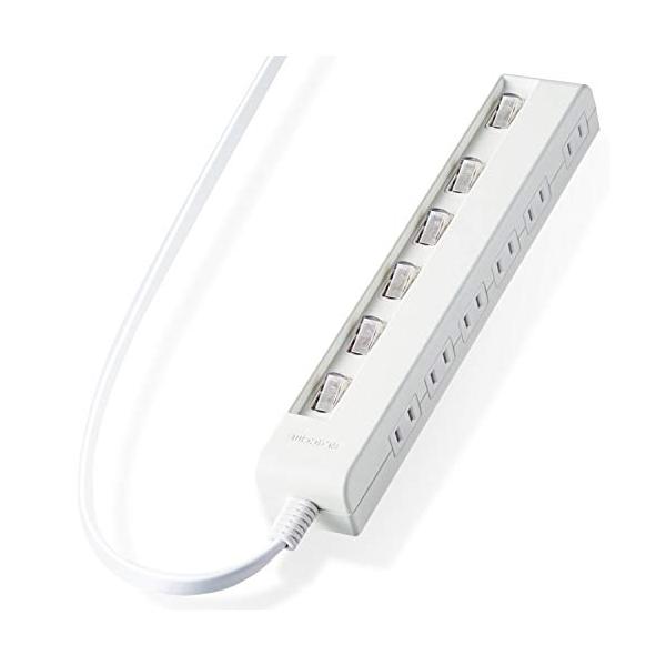 6個口単品/1m/T-E5C-2610WH・Color:単品Size:1mStyle:6個口・パッケージ個数:1・接続機器ごとにON/OFFでき、待機電力を個別に節約できる個別スイッチが付いた省エネタップです。・タップに差し込んだケーブルの...