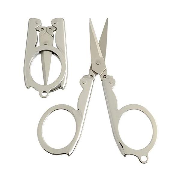 アウトドア用・シルバー  200460・素材: 耐久性のあるステンレススチール製。鋭い刃と滑らかな表面で丁寧に作られています。 色:シルバートーン。様々なニーズを満たすトラベルハサミ2本パック。・ポータブル:軽量、折りたたみ式、ポータブル。...