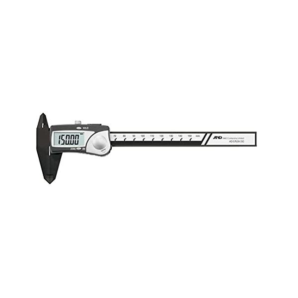 ・ブラック  AD-5765A-150・●測定範囲(mm)：0?150●電源：コイン型リチウム電池(CR2032)×1個(付属)●器差(mm)：±0.2●最小表示(mm)：0.01●外側用ジョウ(mm)：40●内側用ジョウ(mm)：16●デ...