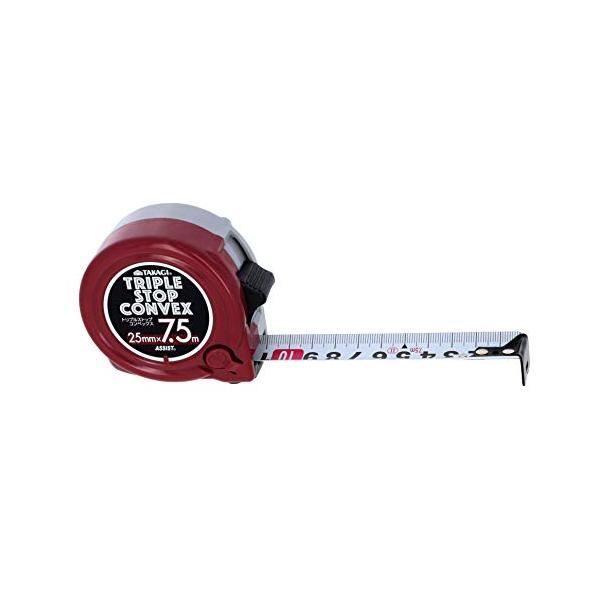 25mm×7.5m・赤 25mm幅 7.5m ・・Size:25mm幅 7.5m・測定作業に・3か所でストップ可能・接地させながらの計測にも便利・テープ幅:25mm・テープ長さ:7.5m