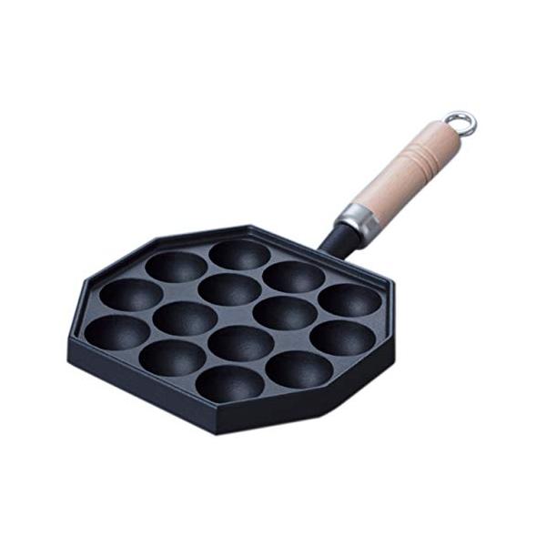 ・黒  CMLF-1637601・サイズ（cm）：35.5×19×H7.5　穴径（cm）：4mc 深さ2.5・IH100V・200V対応、直火対応・材質：本体/鋳鉄　取手/木製