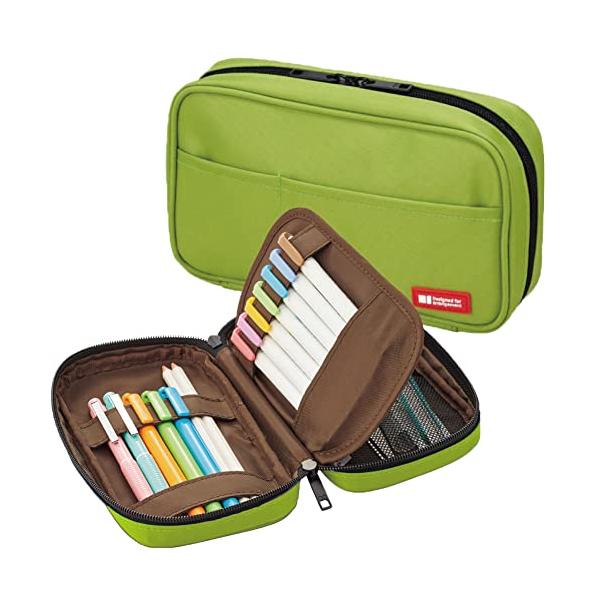 シングル・黄緑 1個 (x 1) A7551-6・・Color:黄緑Style:シングル・収容量12~14本程度(ペンの太さによって異なる)・特徴見開きブックタイプ・内ポケット小型メッシュポケット×3・大型メッシュポケット×1・外ポケットメ...