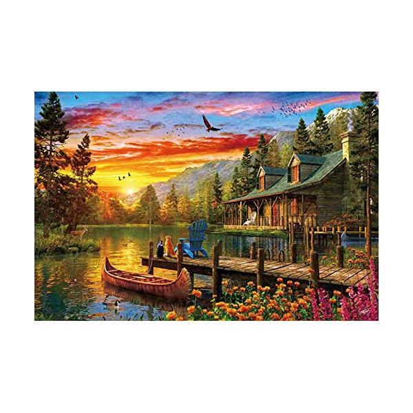 ・  1000-845・(C)2019 Dominic Davison  Licensed by MGL・完成サイズ: 50x75cm・ドミニク・デイヴィソンの新作「パーフェクトデイ」湖に夕日が落ちて、ドラマチックな景色の中で過ごす完璧な一...