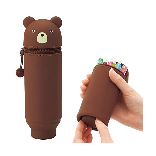 クマ・クマ スタンダード A7712-1・・Style:クマ・収容本数約15本・フタ裏部消しゴムホルダー付・デザイン柄クマ・素材シリコーンゴム・重量160g