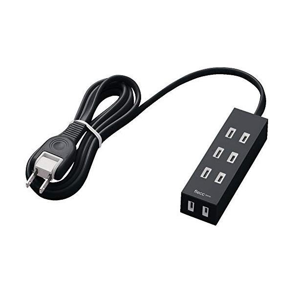 4個口ブラック/2m/T-NFL01-2420BK・Color:ブラックSize:2mStyle:4個口・パッケージ個数:1・デスクの上で冴えわたる洗練されたデザイン。いつも手元に置いておきたくなるスタイリッシュなシャッタータップ“flec...