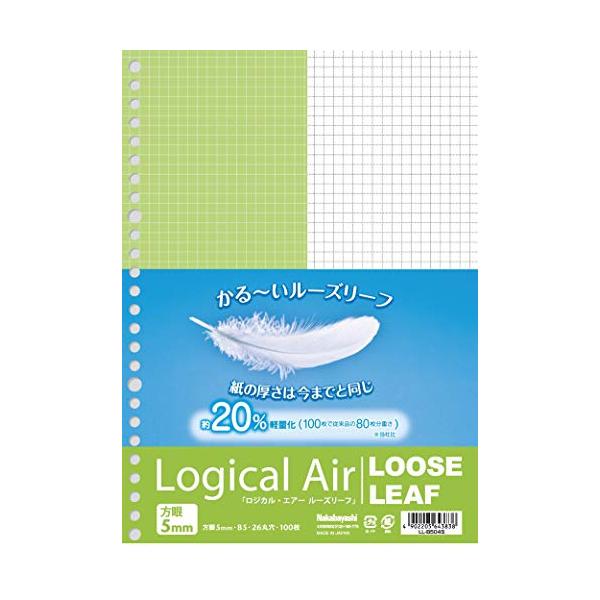 方眼5mm・ホワイト B5 LL-B504S・・Size:B5Style:方眼5mm・B5 ・ ヨコ182×タテ257・本体重量:296g・本文:上質紙 ・ 56g/m2 ・ 方眼5mm ・ 100枚 ・ 26穴
