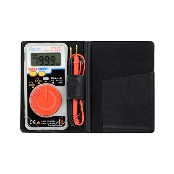 テスターブラック/-/TDR-201・パッケージ個数:1・表示板(LCD) 数字表示:3 1/2 桁液晶表示、最大1999、文字高12mm・動作原理:シグマデルタ変換方式・電池消耗表示:約2.4V以下でBATサイン表示・導通試験:LCD上に...