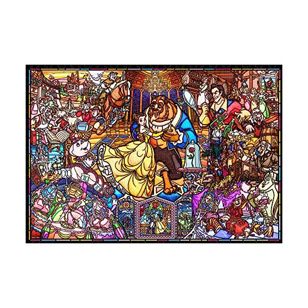 ・  DP-1000-035・美女と野獣「ストーリーステンドグラス」シリーズは発色が美しいピュアホワイトがお部屋を彩ります・（C)Disney・完成サイズ：51x73.5cm