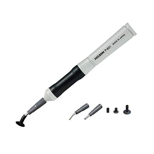 手動タイプ・  P-831・・Style:手動タイプ・本体寸法（mm）:φ20×135・吸着能力/パット S （3.5mm）:4g、パット M（6.5mm）:50g、パット L （9.5mm）:130g