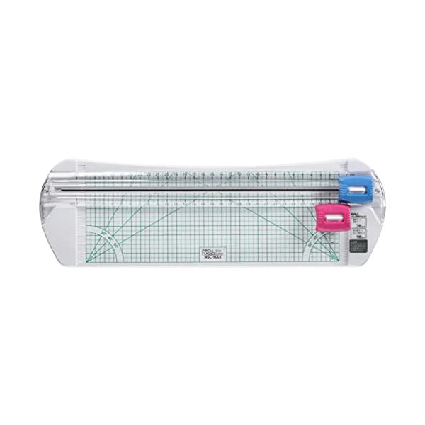 ・ブルー 389x123x35mm NSC-NA4B・・Color:ブルー・製品概要:左右どちらの手でも裁断できます。・セット内容 スライドカッター本体(1台) 直線・波線カット用カッター(1個) 折り目ライン・ミシン目カット用カッター(1...