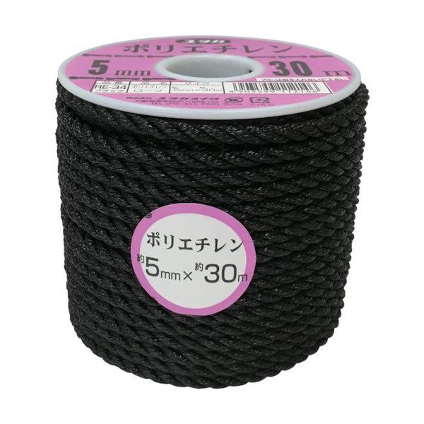 ポリエチレン(黒)・ブラック 5mm×30m RE-34・・Size:5mm×30mStyle:ポリエチレン(黒)・原産国:日本・重量:450g・サイズ:5mmX30m・色:ブラック